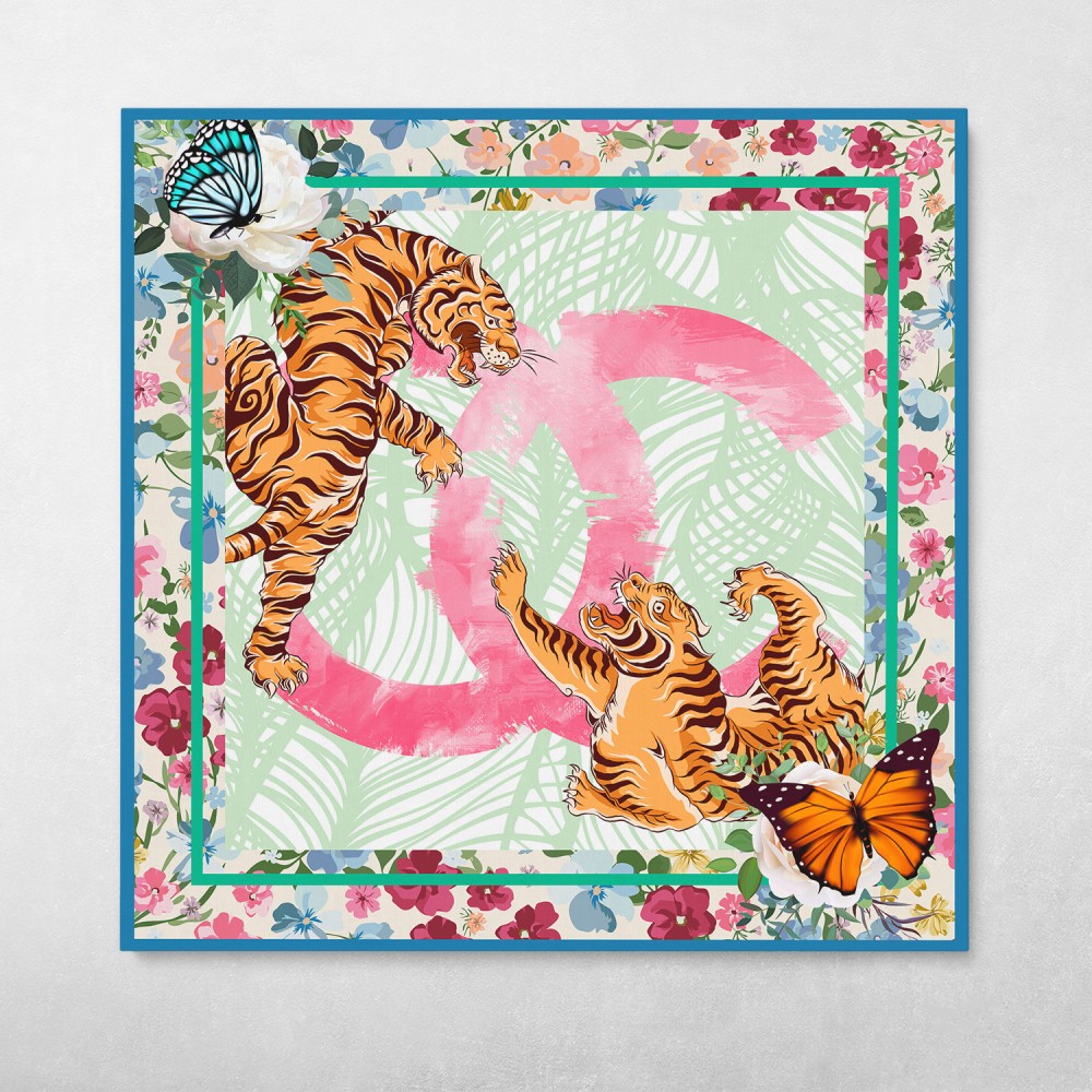 Chanel Tigers Pop Art Graffiti Fashion Boho Chic Floral Glam Wall Art